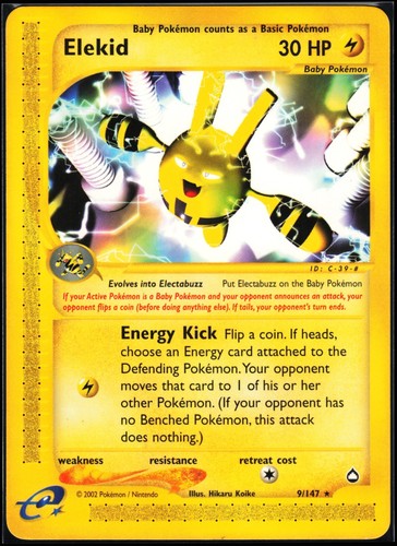 Pokemon Card - Elekid Aquapolis 9/147 Rare Non-Holo | eBay