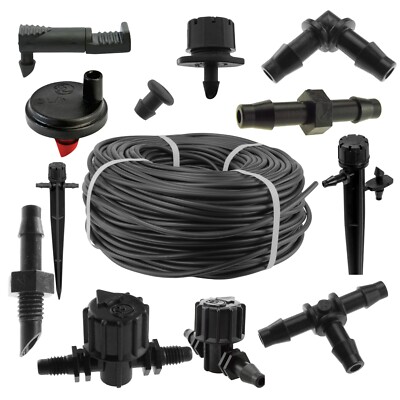 4mm Micro Irrigation Watering System Tubing with Matching Connectors ...