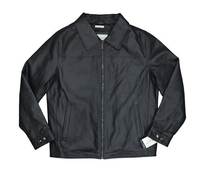 Perry Ellis Portfolio Genuine Lambskin Leather Full Zip Men's Jacket M ...