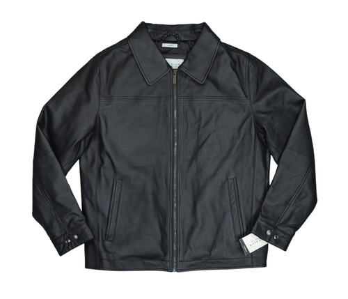 Perry Ellis Portfolio Genuine Lambskin Leather Full Zip Men's Jacket M ...