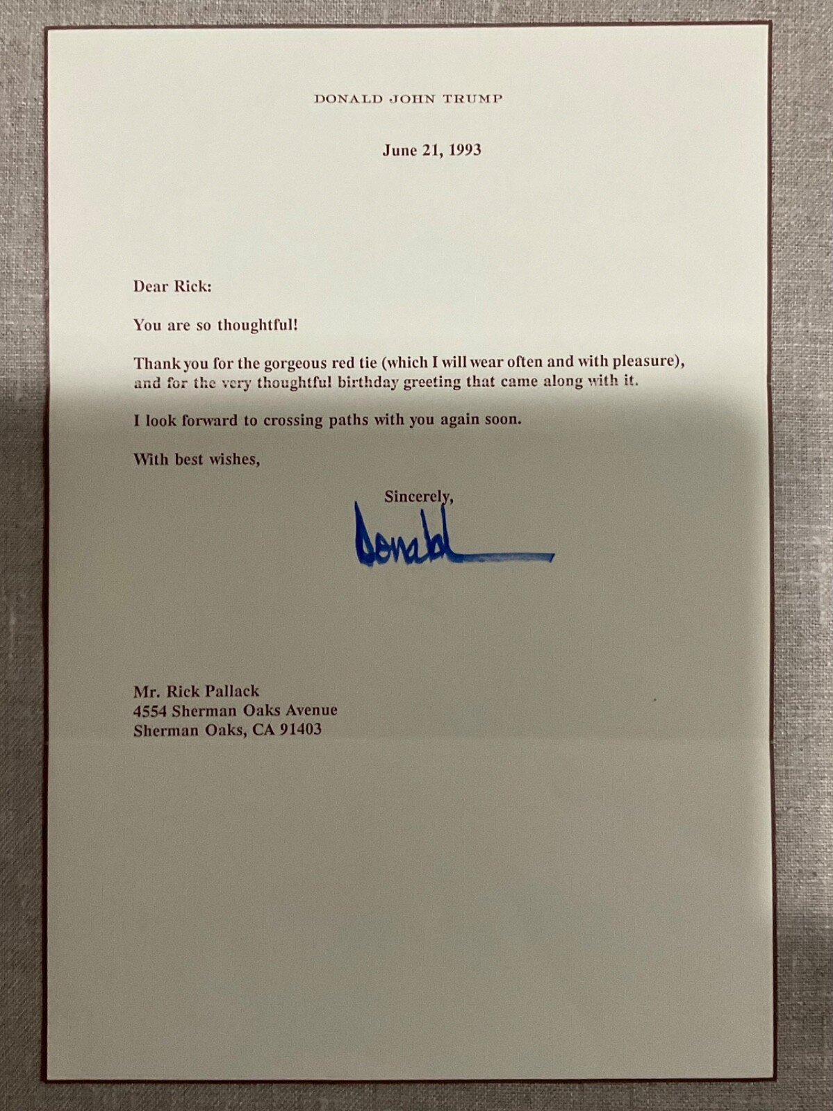 President Donald Trump Authentic Original Autographed Signed Letter To ...