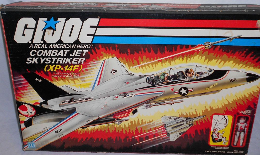 1 Tomcat 1/32 Huge Jet G I JOE 1983 SKYSTRIKER Jet with PILOT and BOX ...