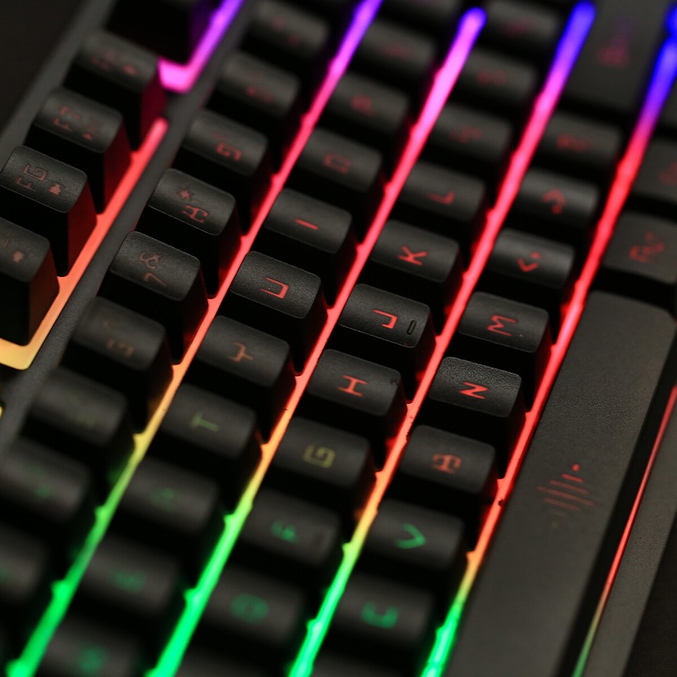 Rainbow LED Gaming Keyboard and Mouse Set Multi-Colored Backlight Mouse ...