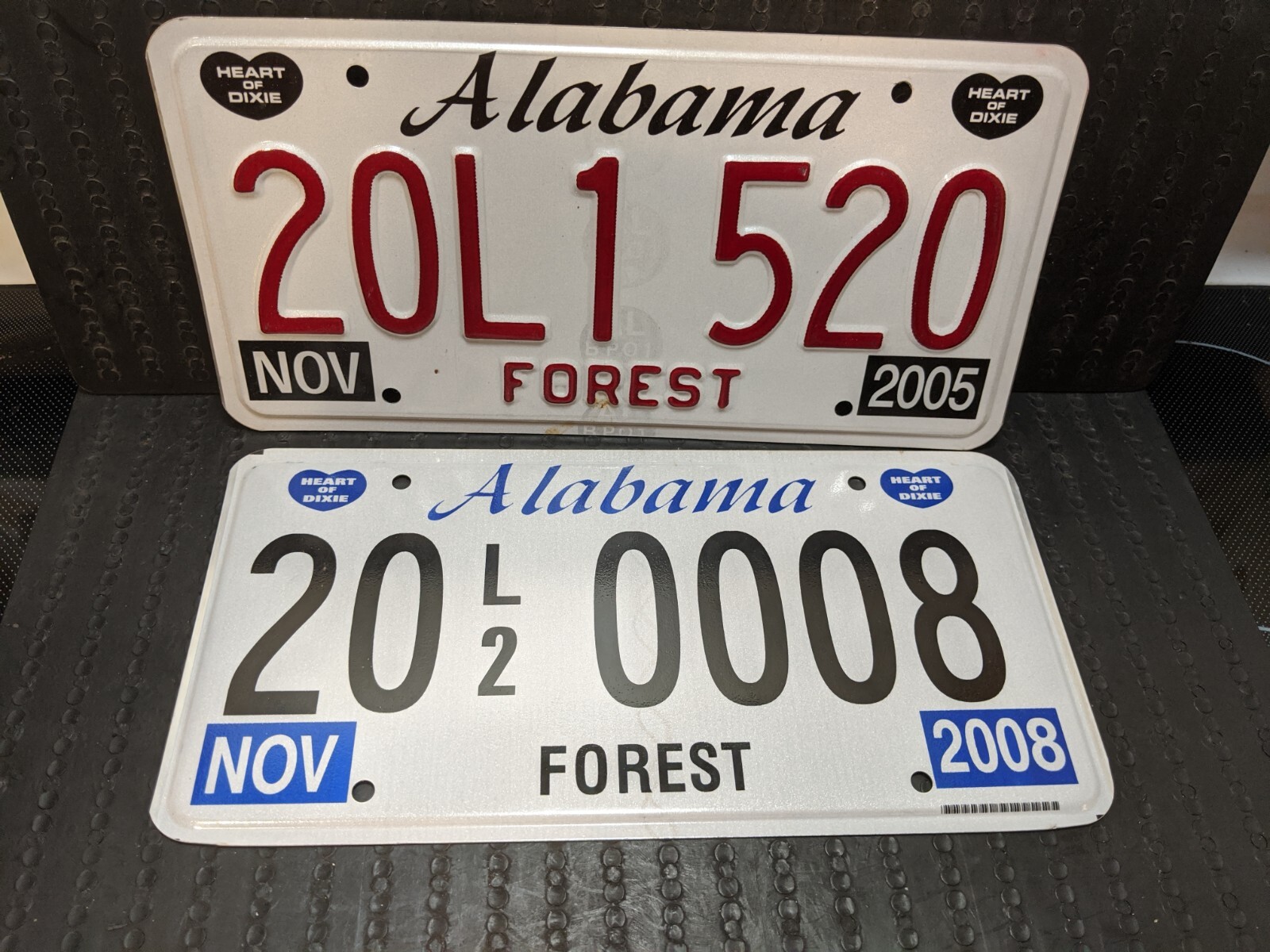 LOT of 2 DIFFERENT YEAR (2005 & 2008) ALABAMA "FOREST" LICENSE PLATES ...