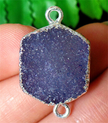 27x16x7mm Blue Crystal Clusters Agate Bracelet Connector Pendant Bead ...