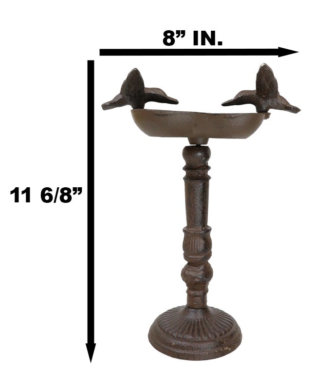 Rustic Cast Iron Hummingbirds Perching On Ornate Garden Bird Feeder ...
