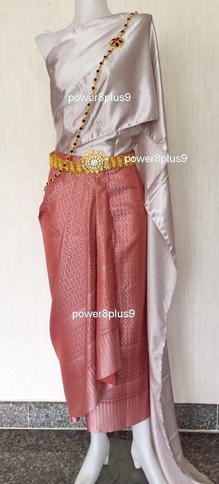 Traditional Thai Costume Wedding Dress Wrap Sinh Skirt Cloth Carnival ...