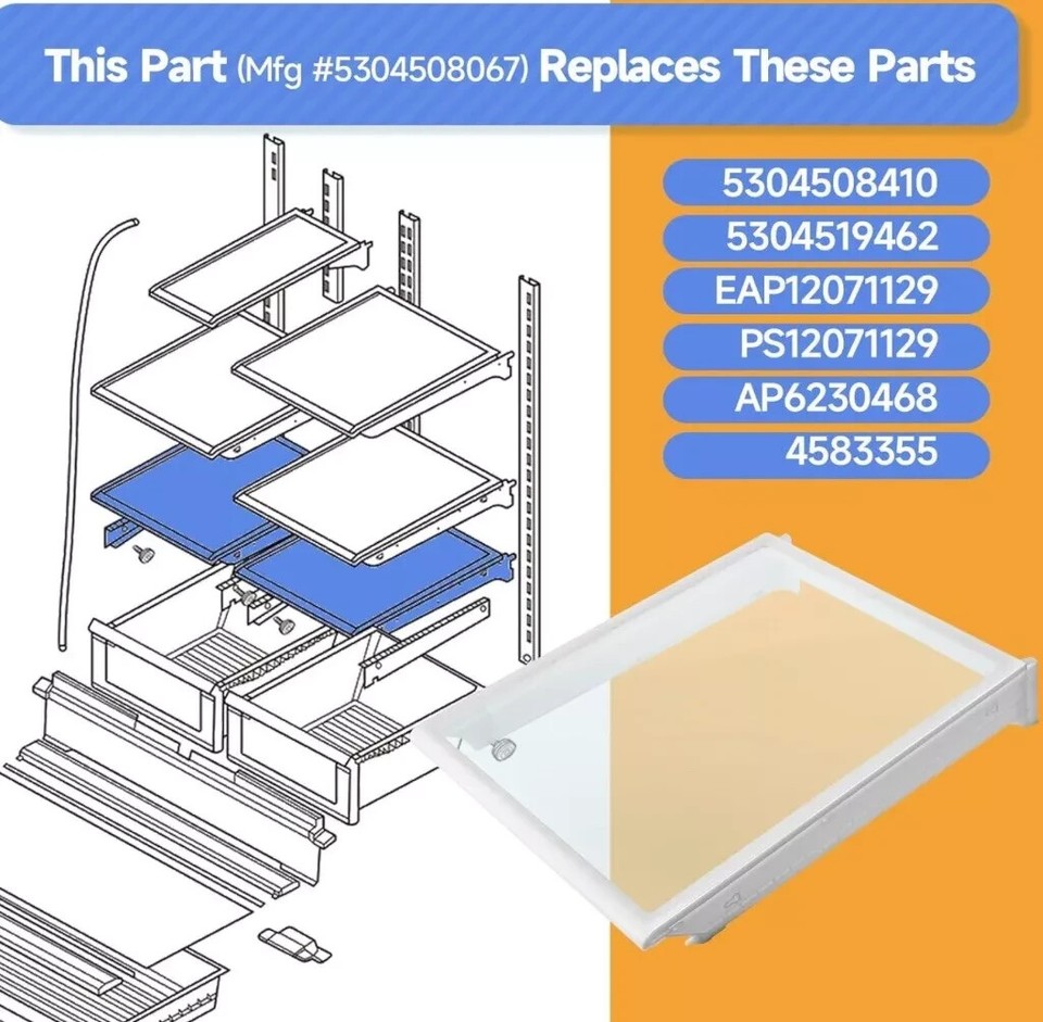 🌟5304508067 Crisper Drawer Cover with Glass Compatible with Frigidaire ...