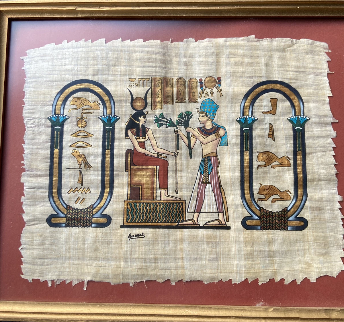Egyptian Papyrus Artist Signed