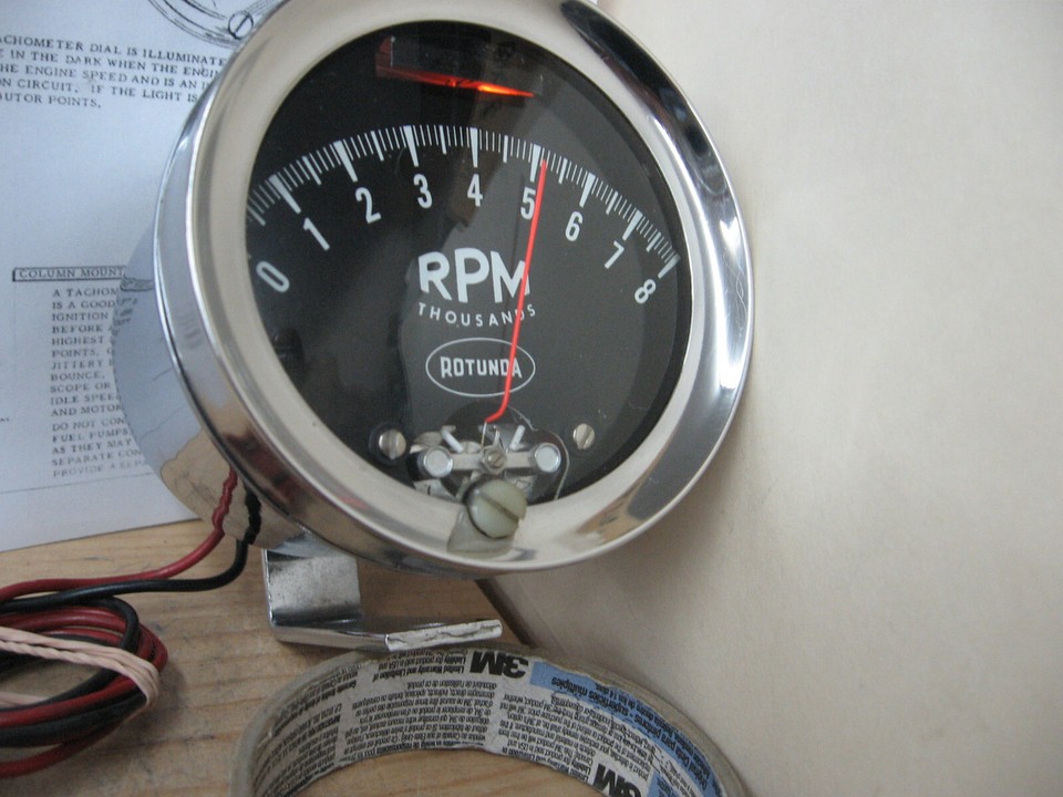 Rotunda Faria 8,000 RPM Vintage Tach Ford Mustang HIPO 289 427 Fairlane ...