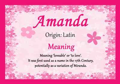 Amanda Personalised Name Meaning Certificate | eBay UK