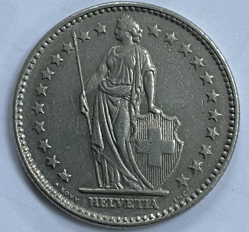 2 FR Franc Swiss Switzerland Helvetia Coin 1968 | eBay