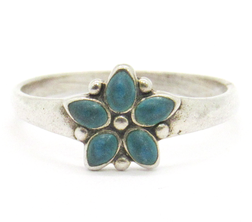 VINTAGE STERLING SILVER .925 UNIQUE TURQUOISE FLOWER CHILDS BELL ...