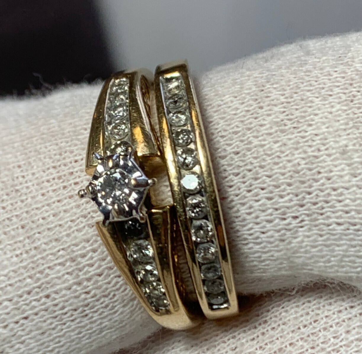 10K Yellow Gold Diamond Bridal Set 5.5g Fine Jewelry Avon Engagement ...