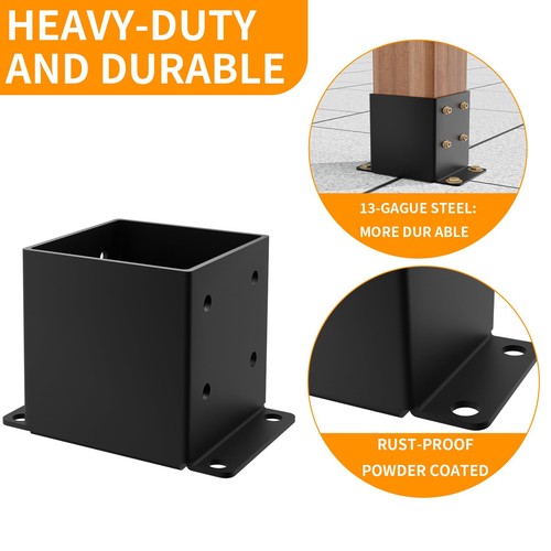 6x6 Post Base 4 Pcs- Inner Size 5.6x5.6 Inch Wood Fence Post Anchor ...