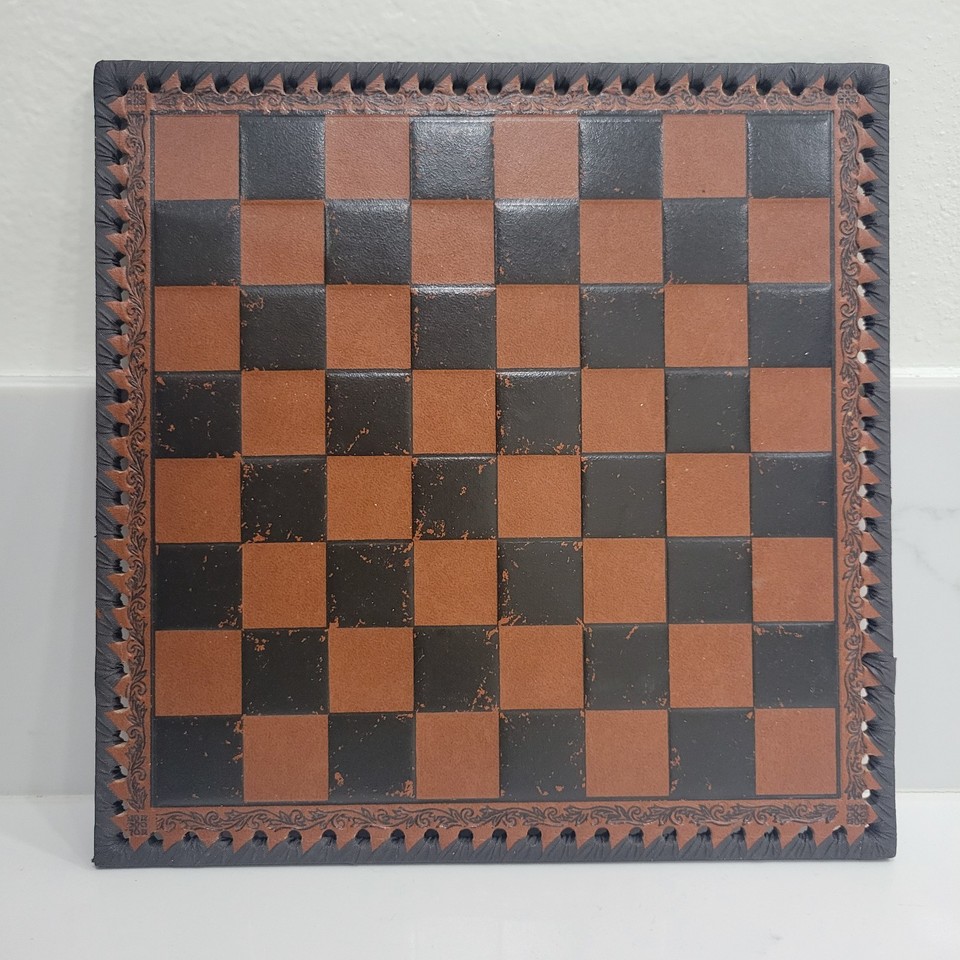 Vintage Italfama Brass Chess & Checkers Set MADE IN ITALY With Leather ...