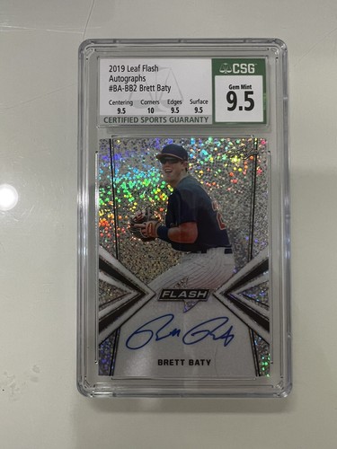 Brett Baty Autograph CSG 9.5 Gem 2019 Leaf Flash #BA-BB2 Brett Baty Rc ...