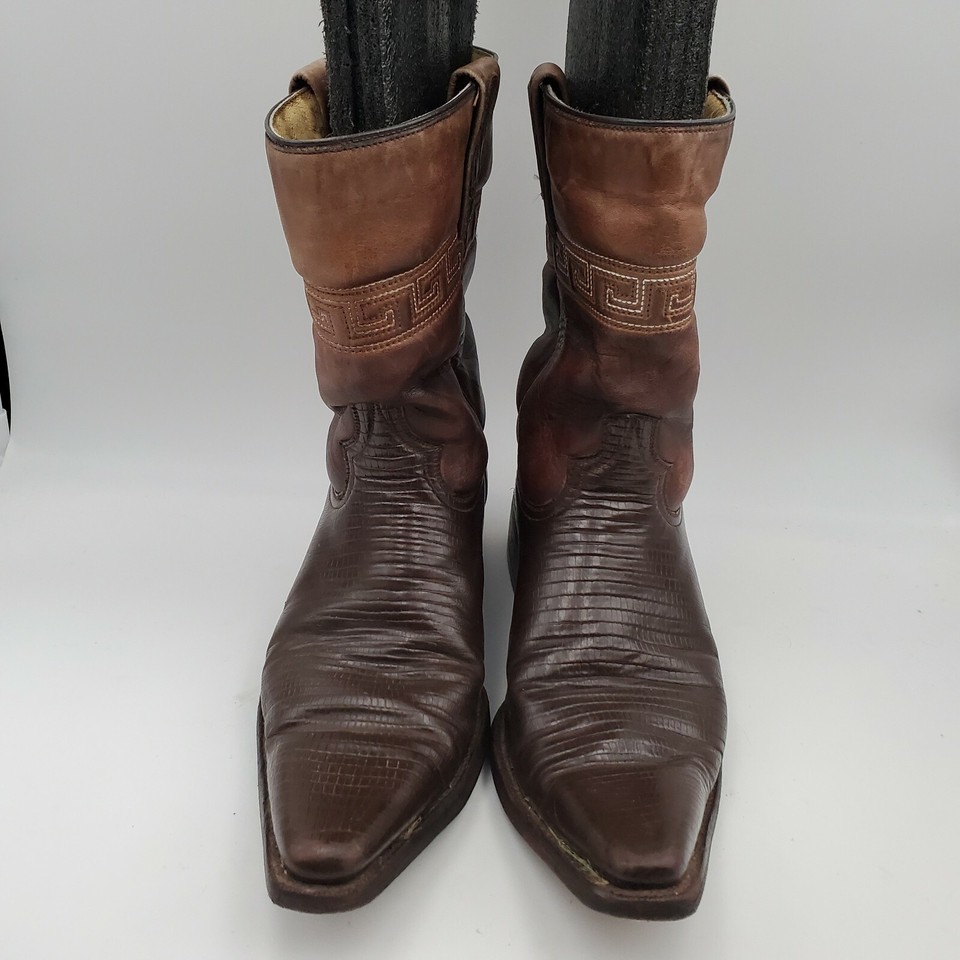 Rudel Western Cowboy Brown Pig Skin Leather Boots Mens Size 7 EE | eBay