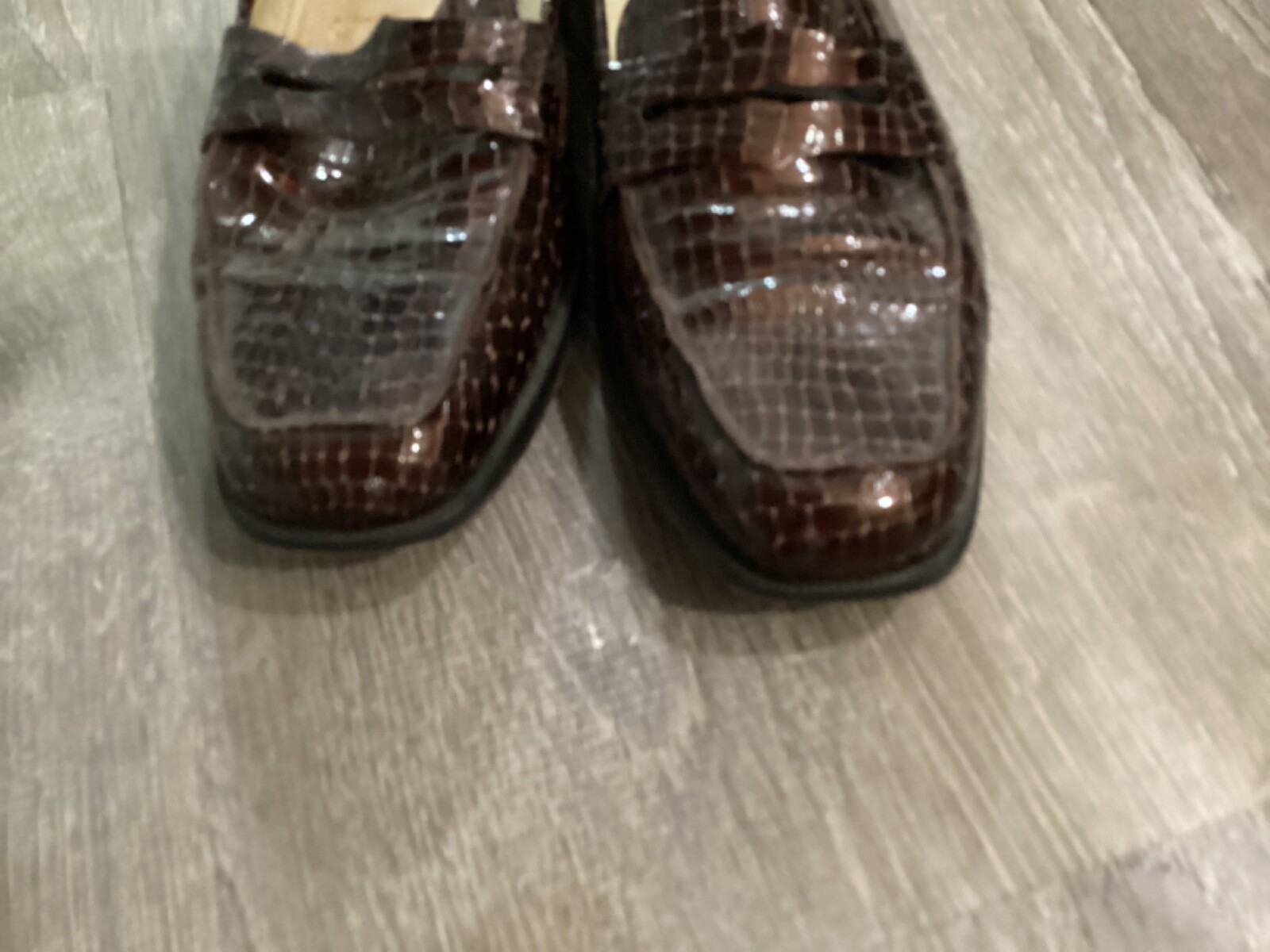 Larry Stuart collection Brown snakeskin loafers size … - Gem