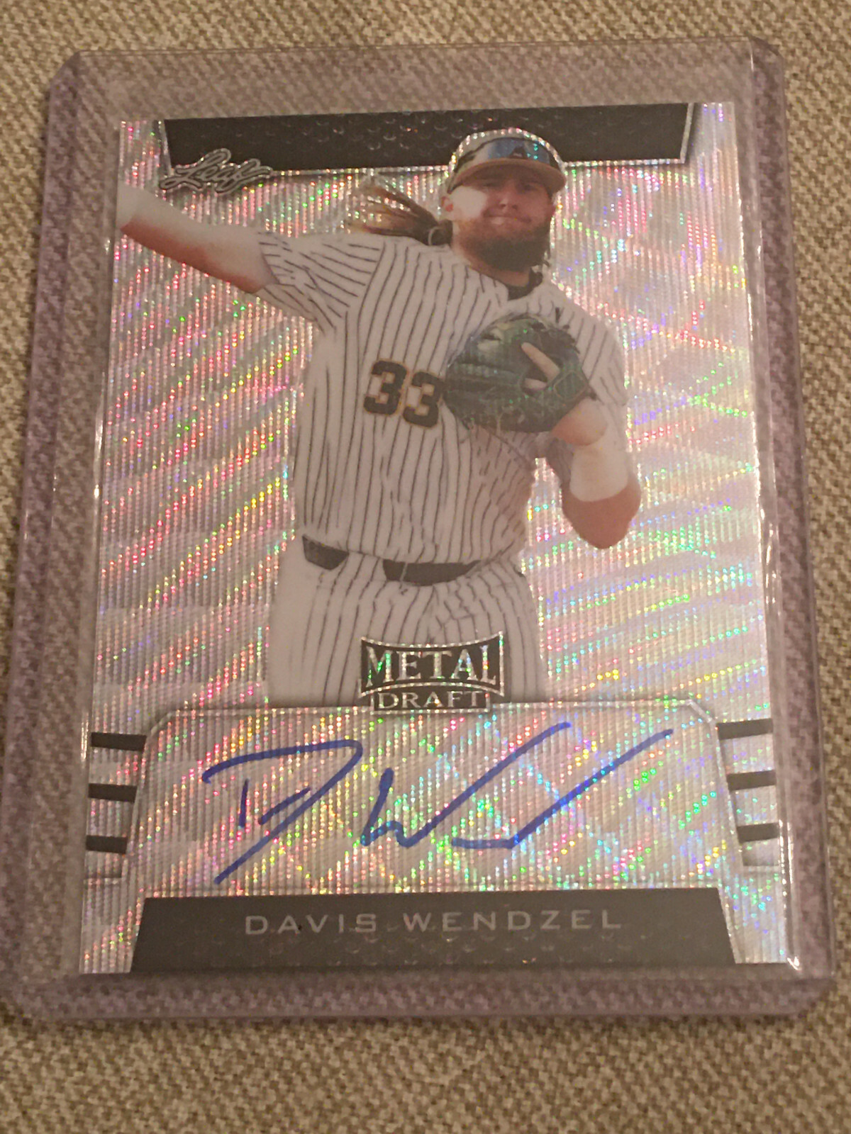 DAVIS WENDZEL 2019 Leaf Metal SILVER WAVE Autograph #1/30 RANGERS ...