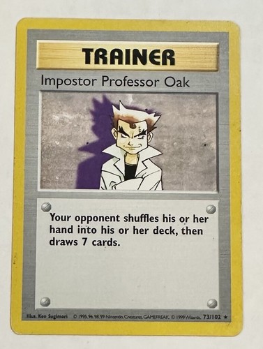 1999 Pokémon Impostor Professor Oak Trainer Shadowless 73/102 Base Set ...