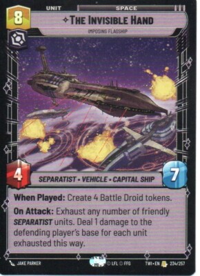 Star Wars Unlimited TCG - TOTR - The Invisible Hand #234 Rare | eBay