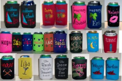 PERSONALIZED KOOZIE embroidered Can Cover - Design your own ~ Many ...