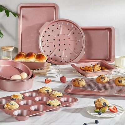 Bakeware Set, Kitchen Nonstick Oven Pan with Wider Grips, 10-Piece Set ...