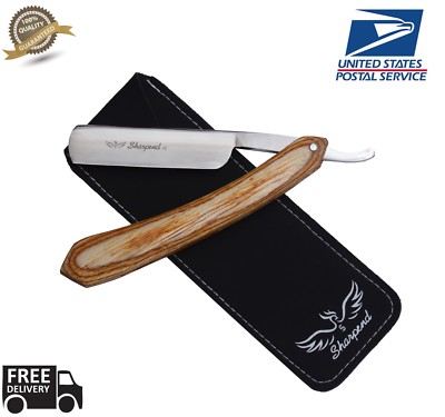 Wood Handle Straight Edge Barber Hair Shaving Razor Folding Knife ...