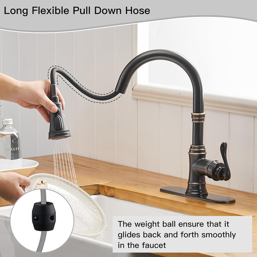 Oil Rubbed Bronze Kitchen Faucet with Pull down Sprayer 3 Spray Modes ...