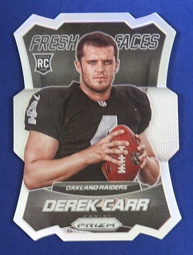 2014 PANINI PRIZM Fresh Faces DEREK CARR FOOTBALL Die-cut Rookie CARD # ...