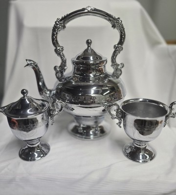 RARE! VINTAGE Chromium Ornate Tea Pot Set | eBay