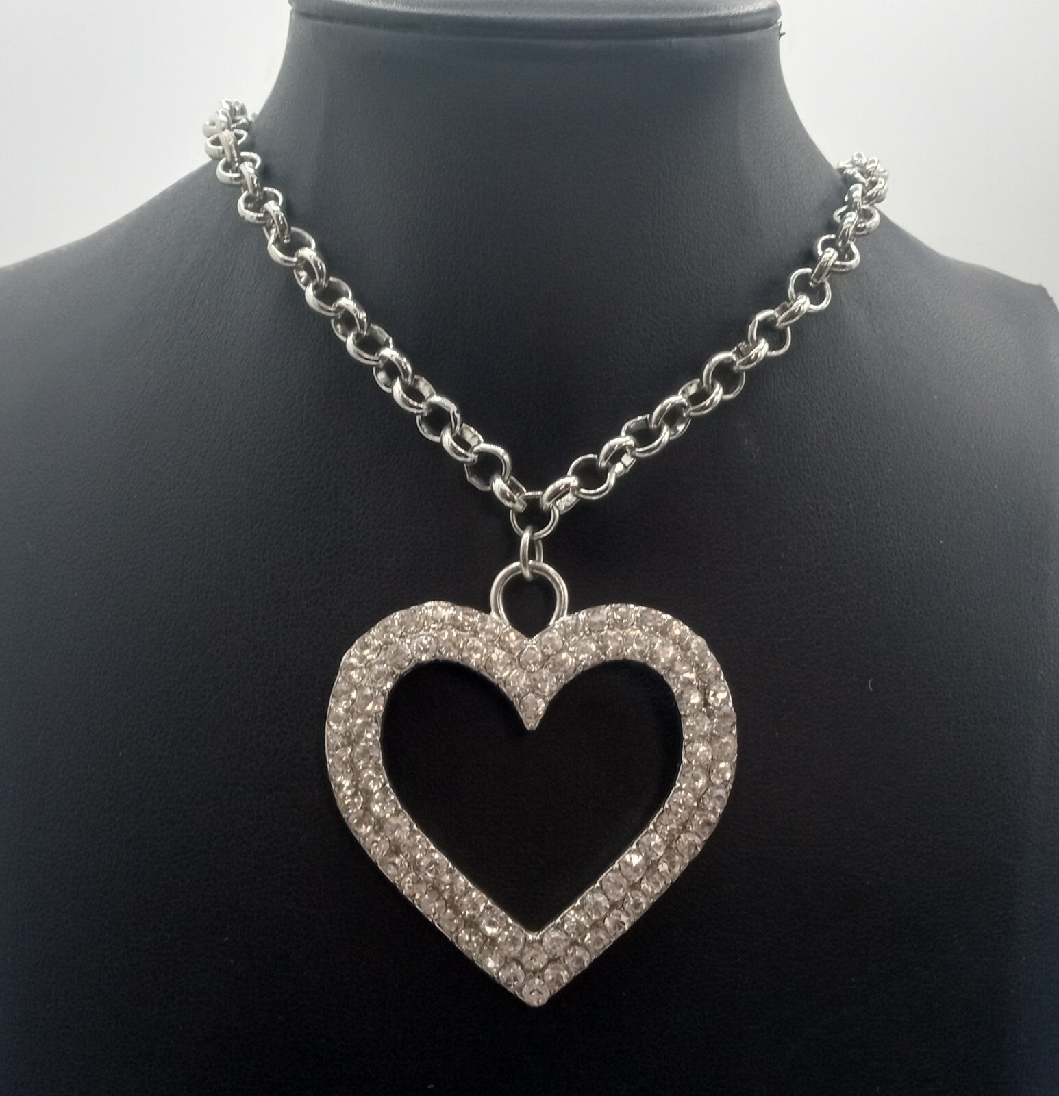 Rhinestone Heart Pendant Necklace | eBay
