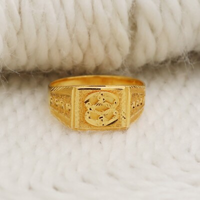 22k Indian Men's Yellow Gold Ring 22k Indian Handmade Party Wear men's ...