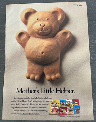 1991 Nabisco Teddy Grahams Magazine Print Ad - Mother's Little Helper ...