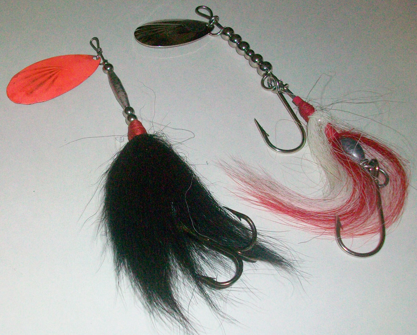 Pair of Large Muskie Spinnerbait Lures with Hair Covered Hooks | eBay