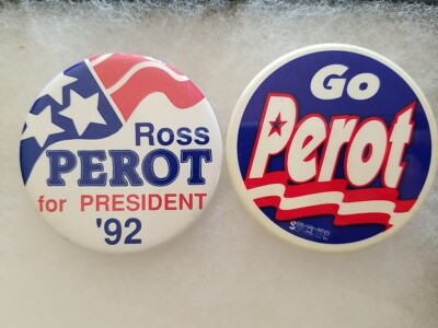 (2) Ross Perot For President '92 Political Election Campaign Pin Back ...