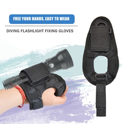 Scuba Diving Flashlight Gloves Underwater LED Torch Holder Wrist Strap ...