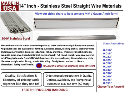 14" inch Ortho Retainer Wire Round Straight Lengths Stainless Steel ...