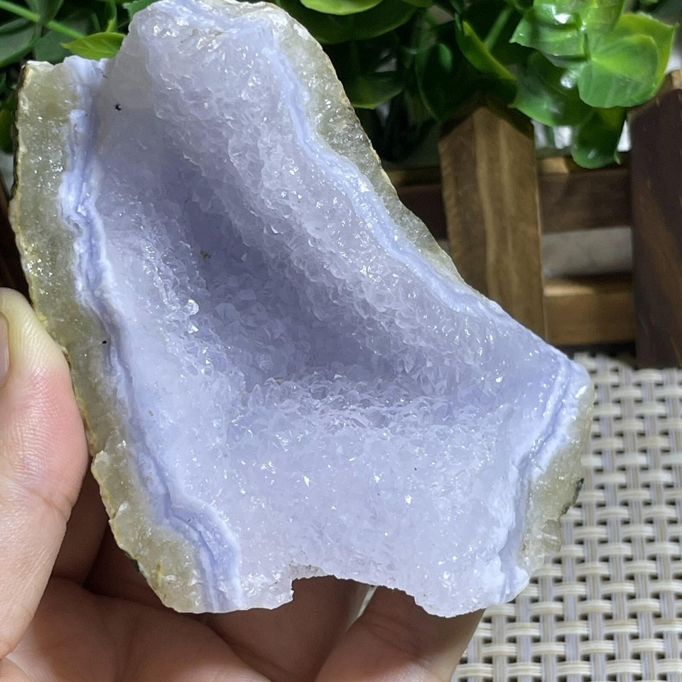 Natural blue chalcedony rough chunk gemstone Lace stripe Agate specimen ...