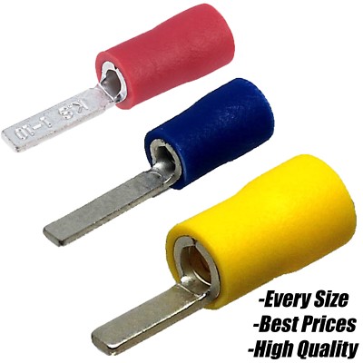 RED BLUE YELLOW Insulated Flat Blade Terminals Electrical Crimp ...