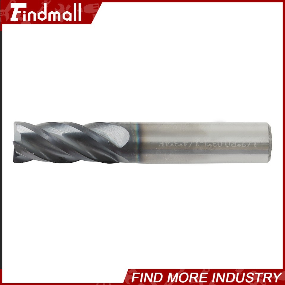 5Pcs 1/2" 4 FLUTE VARIABLE HELIX CARBIDE END MILL .030 RADIUS TiALN ...