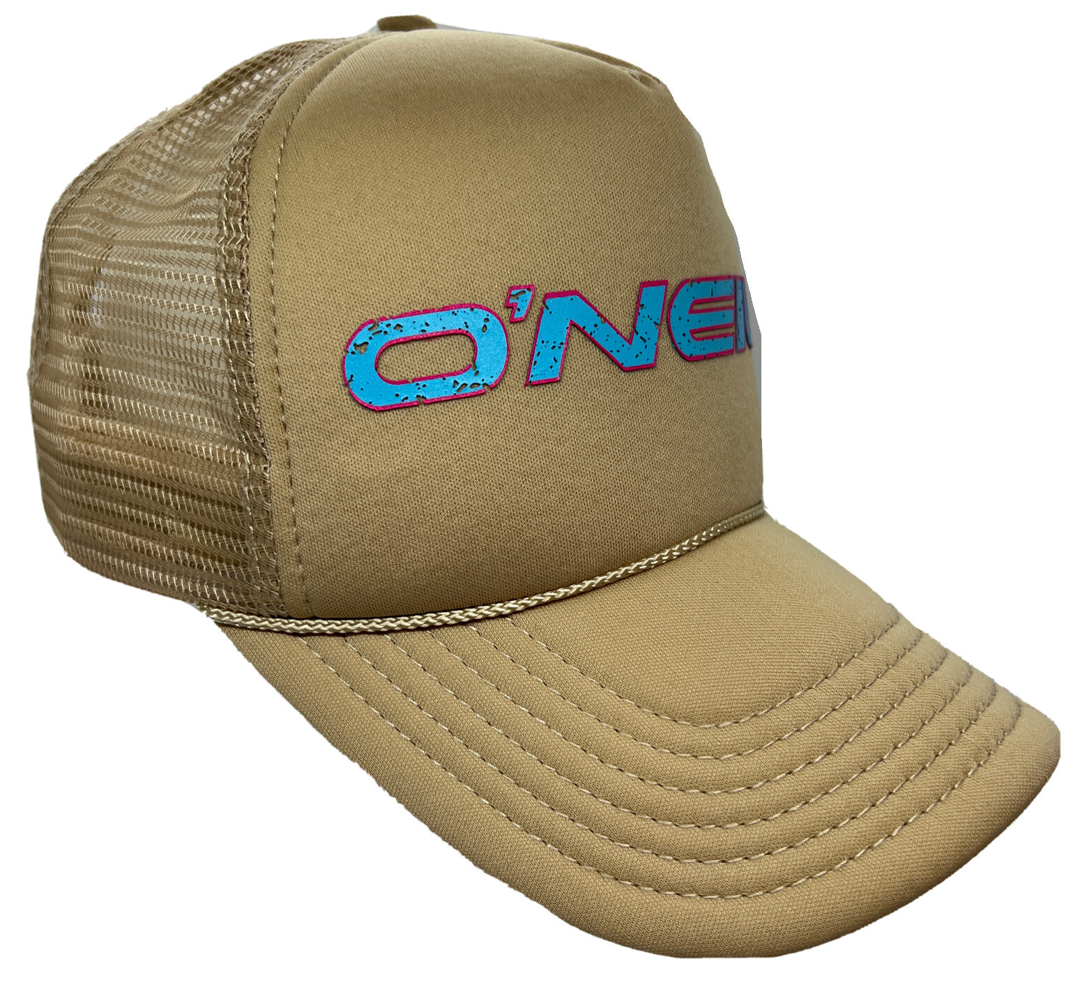 ONEILL Hat Cap Snap Back Rope Beige Mesh Trucker Blue Logo Surf Outdoor ...