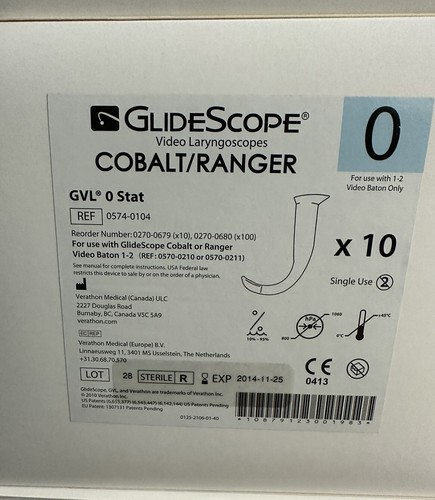 Case of 10 - GlideScope GVL 0 Stat 0574-0104 | eBay