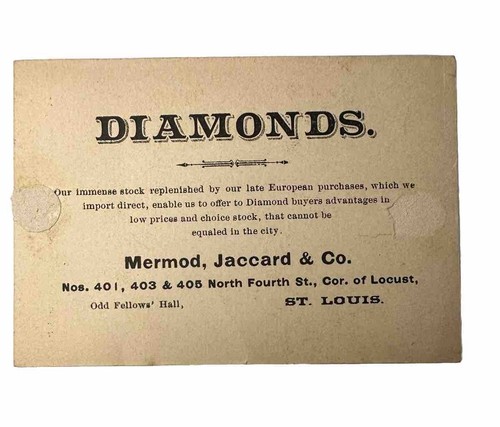 Victorian Jewelers Trade Card Mermod Jaccard Diamonds 💍 Sconces St ...