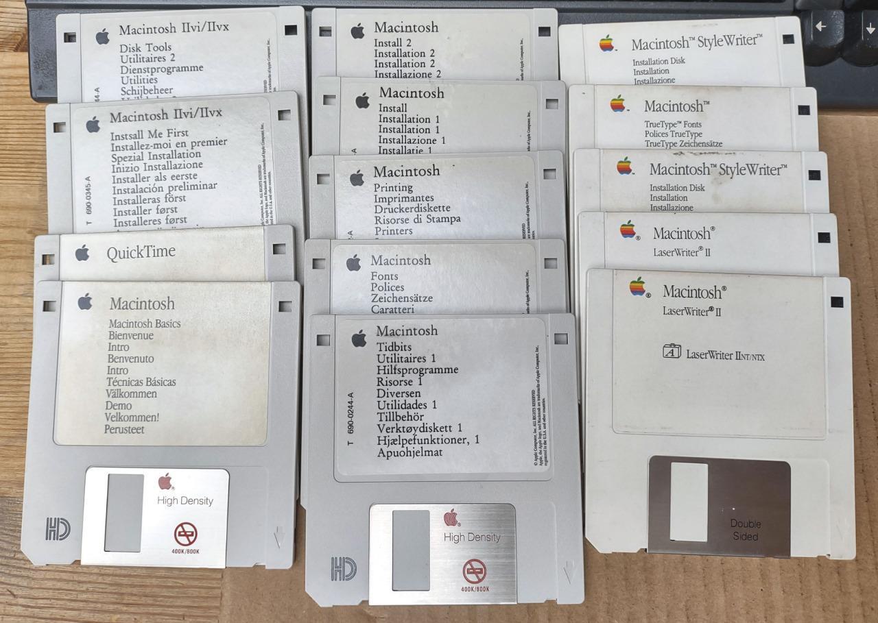 15 floppy disk macintosh installazione IIvi/IIvx, basic,print,font ...