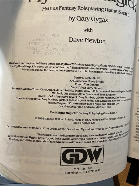 Mythus Magick Dangerous Journeys Gary Gygax GDW 5002 086079050023 for ...