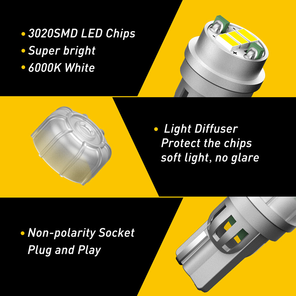 2x Canbus T10 LED Canbus White Car Interior Light Parker Bulb Globe ...