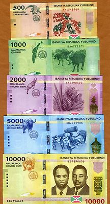 Banknotes SET Burundi, 500;1000;2000;5000;10000 Francs, 2018, P-New ...