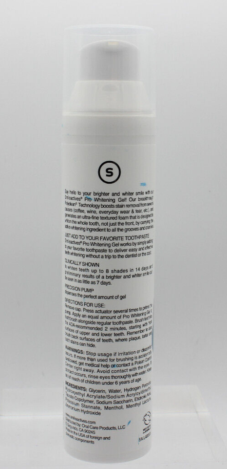 Smileactives Pro Whitening Gel Just Add To Toothpaste Full Size 3.8 oz ...
